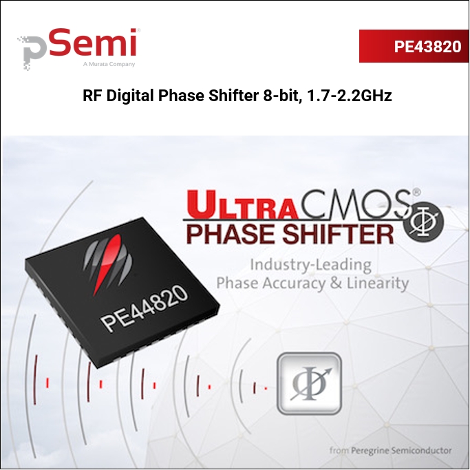 PE44820 RF Digital Phase Shifter 8-bit, 1.7–2.2 GHz | On-Demand ...